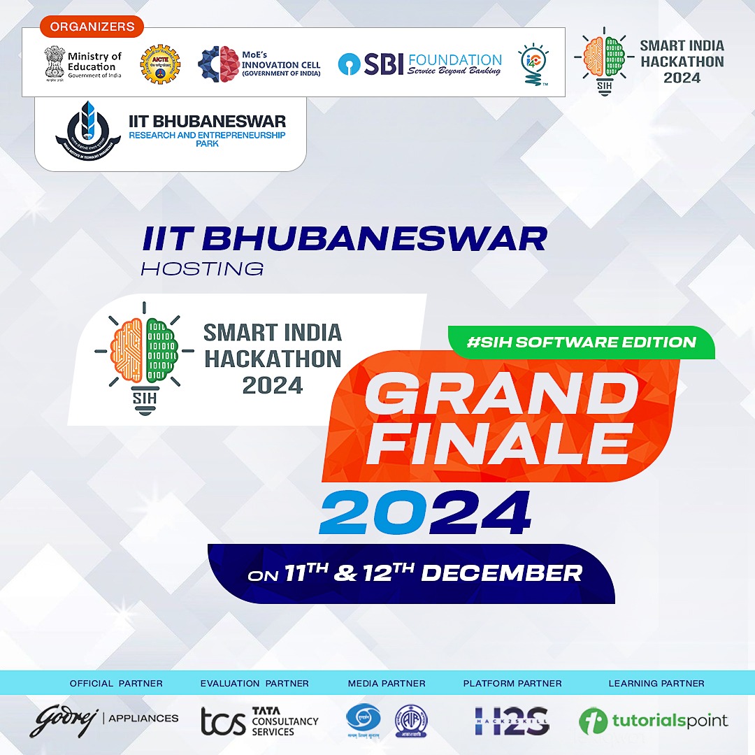 IIT Bhubaneswar is all set to host Grand Finale of Smart India ...